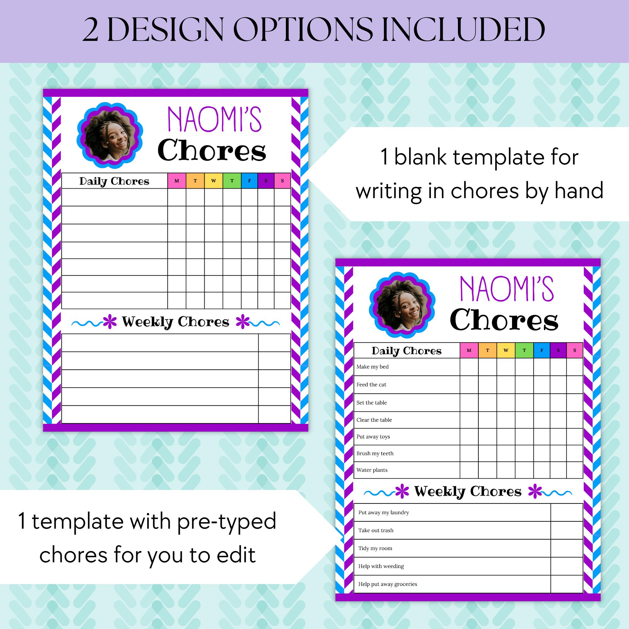 Purple Rewards Chart Printable,kids Routine Chart,kids Chore Chart,kids ...