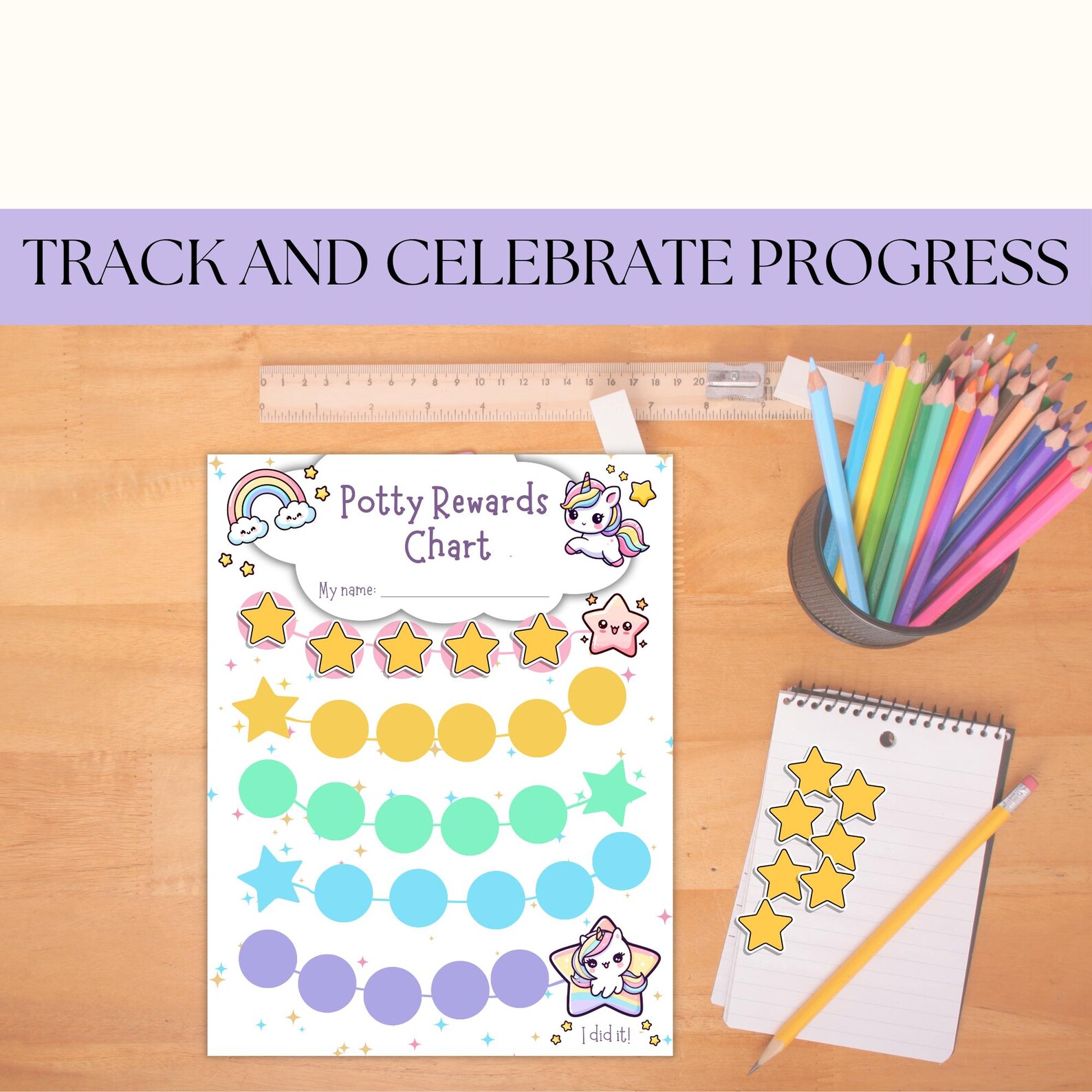 Potty Training Rewards Chart, Potty Chart Printable, Instant Download ...