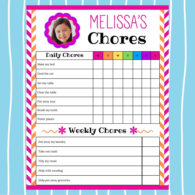 Pink Rewards Chart Printable | Kids Routine Chart | Kids Chore Chart ...