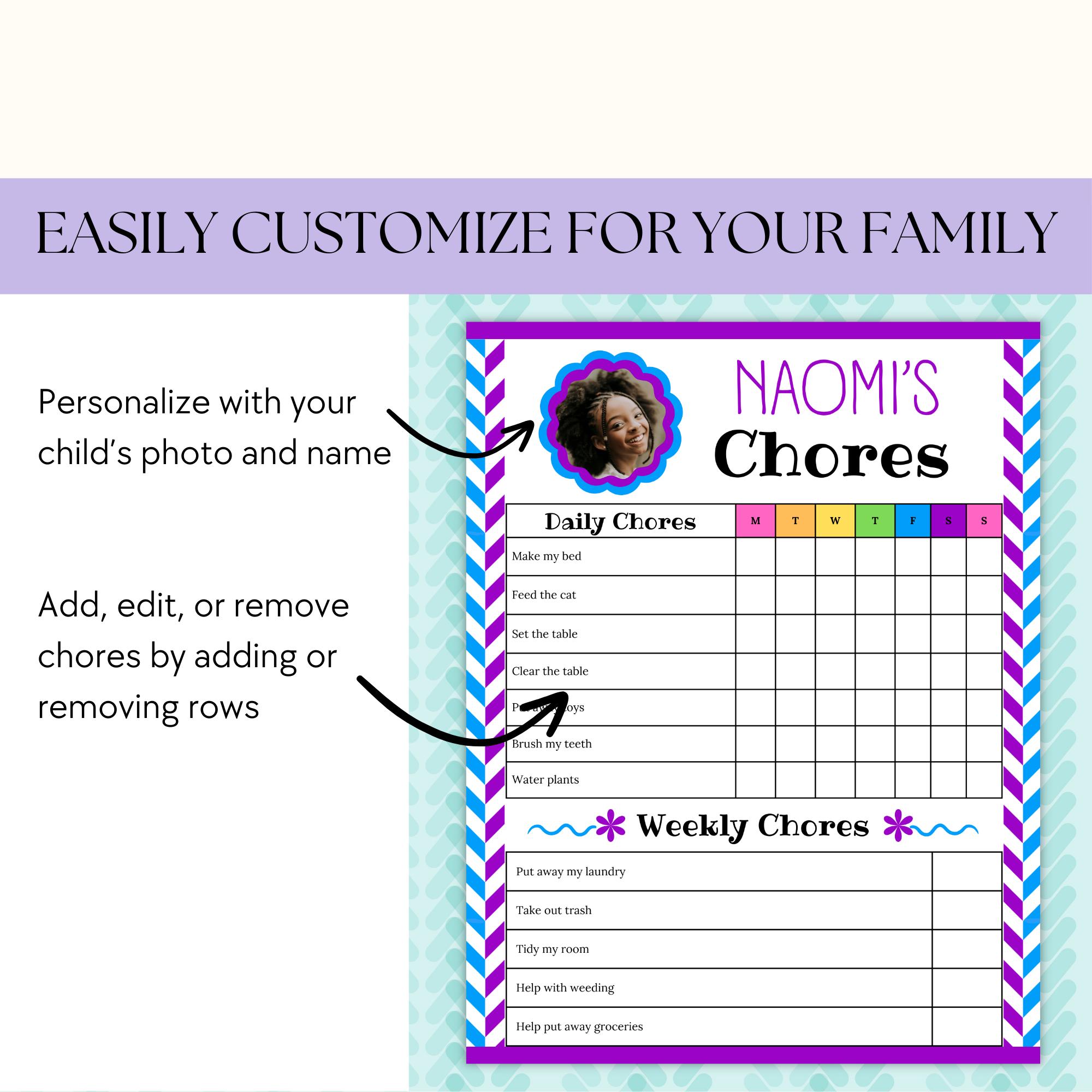 Purple Rewards Chart Printable,kids Routine Chart,kids Chore Chart,kids ...