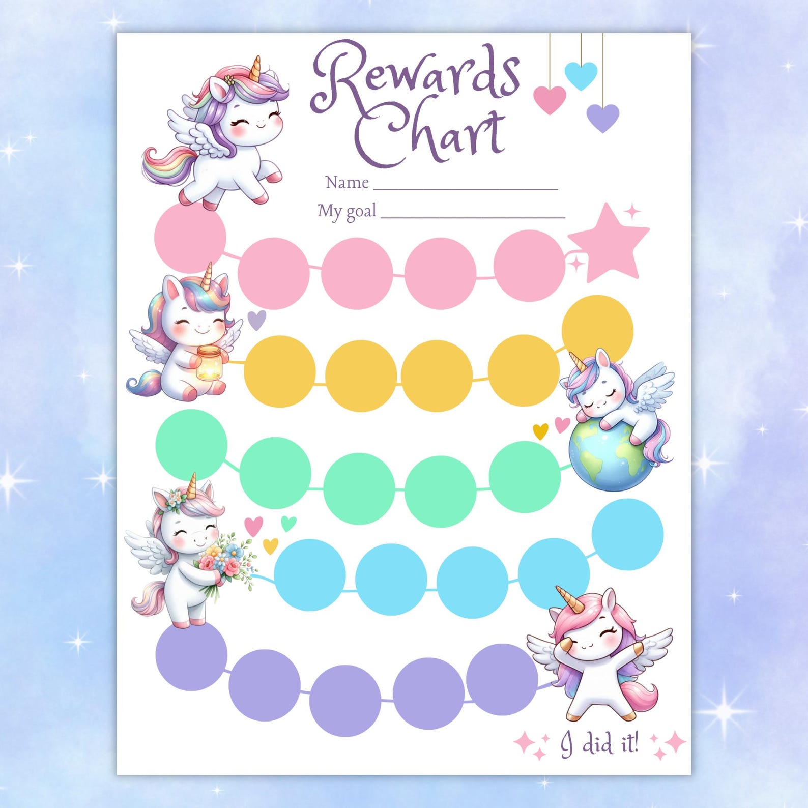 Kids Reward Chart, Preschool, Toddler, Printable Rewards Chart for Kids ...