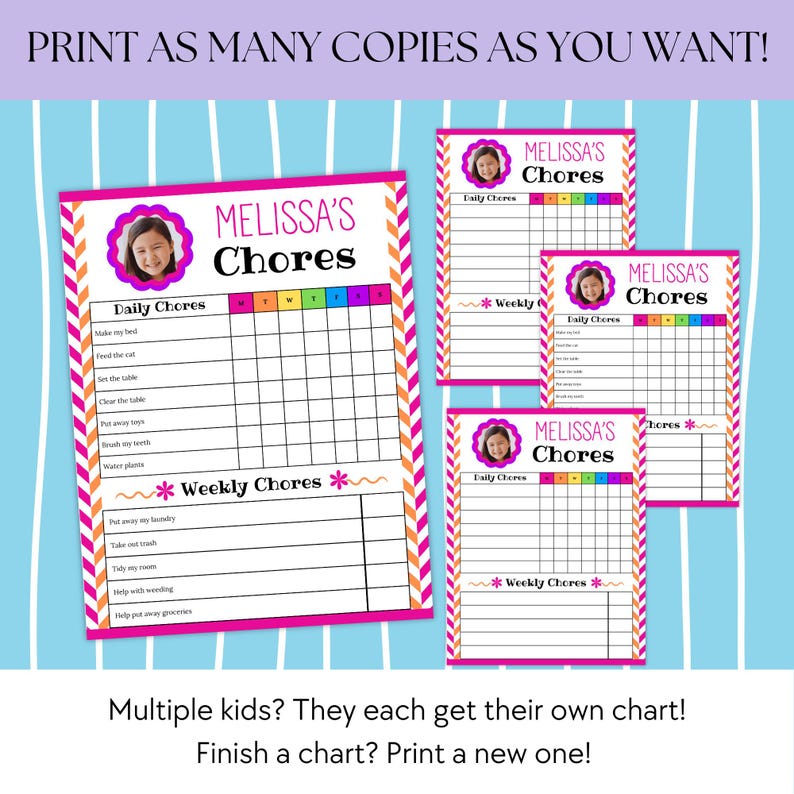 Pink Rewards Chart Printable | Kids Routine Chart | Kids Chore Chart ...