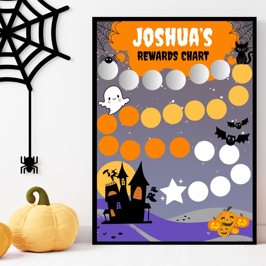 Halloween Theme Printable Kids Chore Chart | Kids Rewards Chart | Kids ...