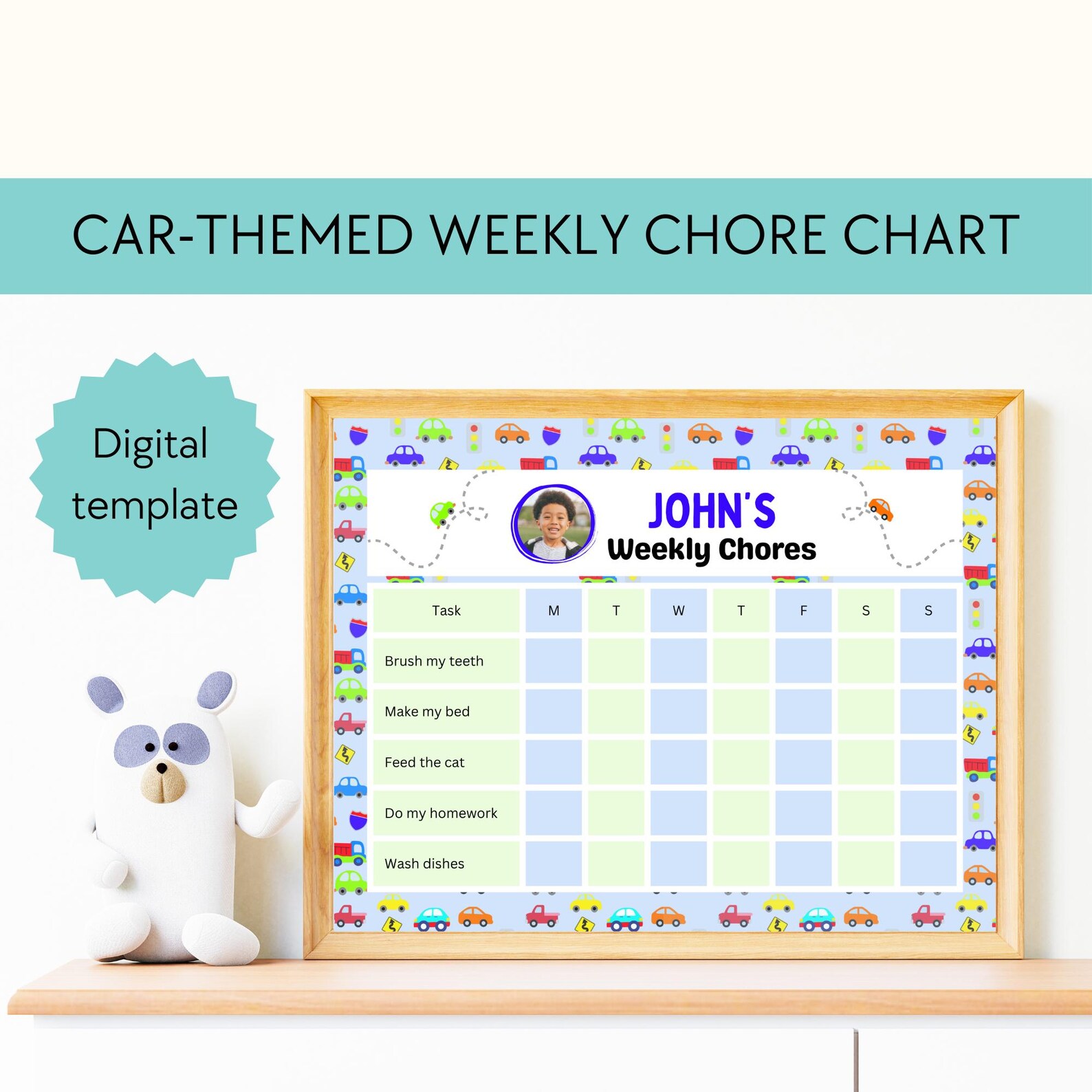 Car Printable Kids Chore Chart Kids Rewards Chart Kids Responsibility ...