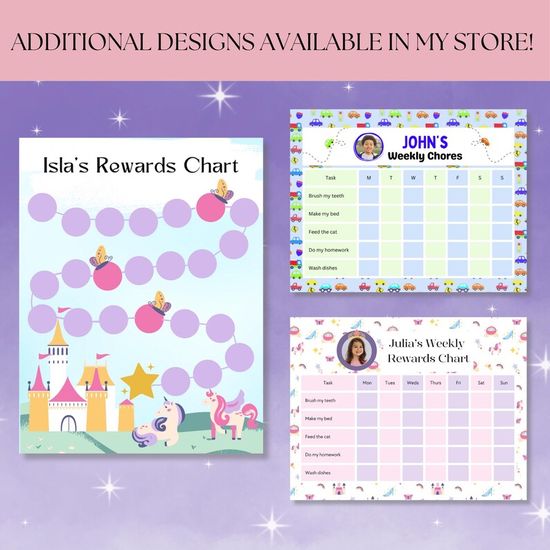 Cute Printable Kids Rewards Chart Kids Routine Chart Kids Chore Chart ...