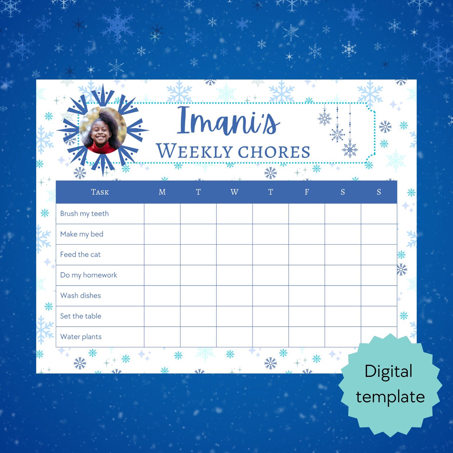 Kids Rewards Chart Printable, Weekly Chore Chart Template, Kids Routine ...