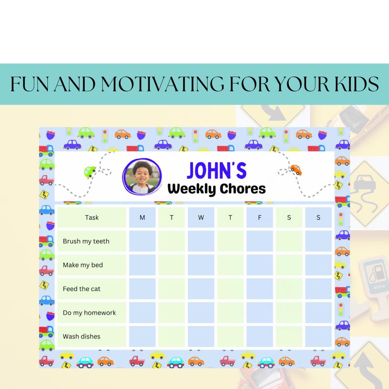 Car Printable Kids Chore Chart | Kids Rewards Chart | Kids ...