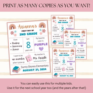 Pink First Day of School Sign|back to School Sign Printable|editable ...