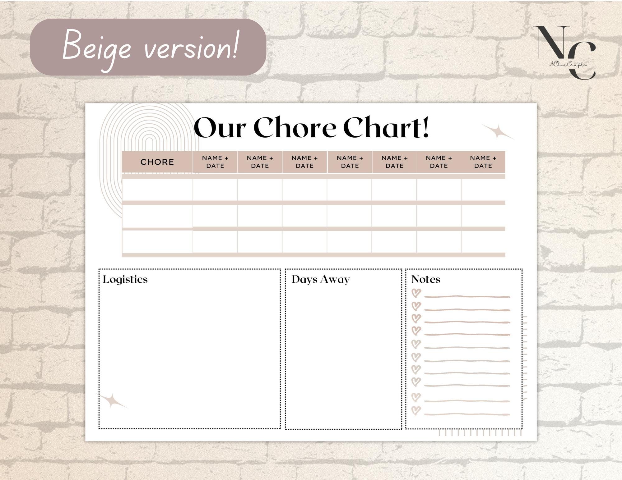 Editable Chore Chart for Kids Printable Perfect for Families and for ...