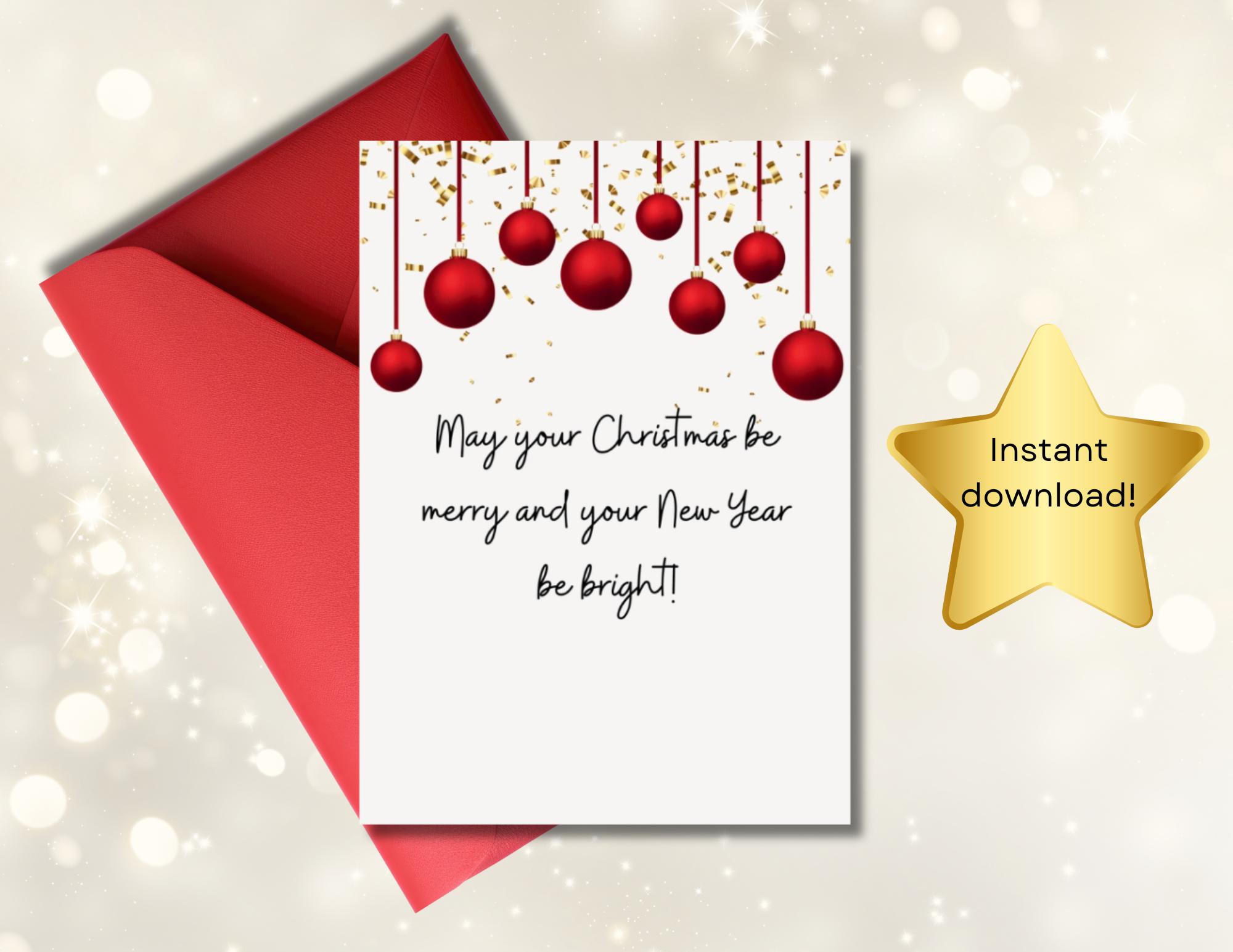 Printable Christmas and New Year Card - Festive Holiday Greeting ...
