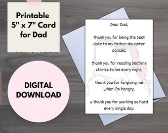 PRINTABLE Father's Day Card Instant Download Thank You for Everything ...