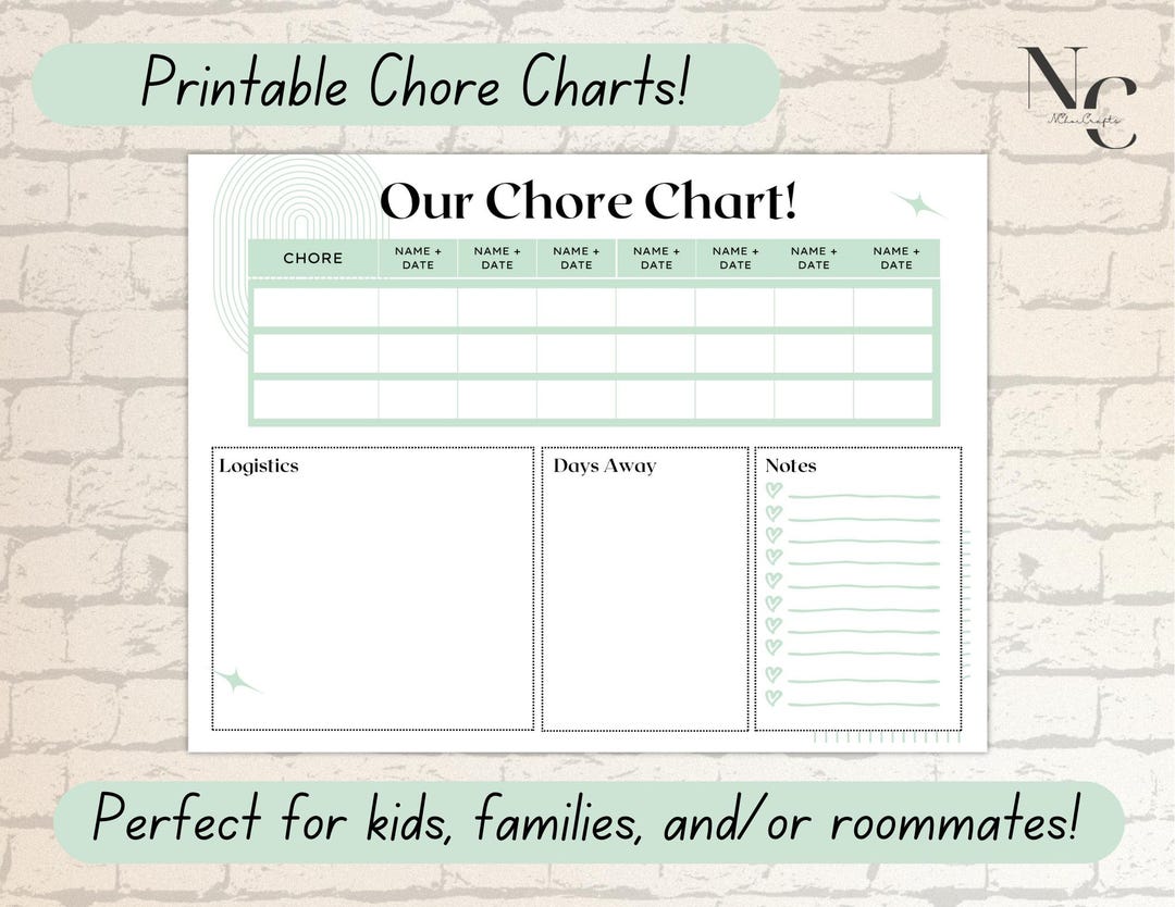 Editable Chore Chart for Kids Printable | Perfect for Families and for ...