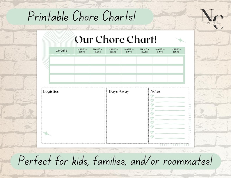 Editable Chore Chart for Kids Printable | Perfect for Families and for ...