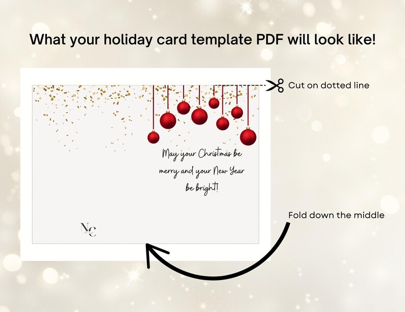 Printable Christmas and New Year Card - Festive Holiday Greeting ...