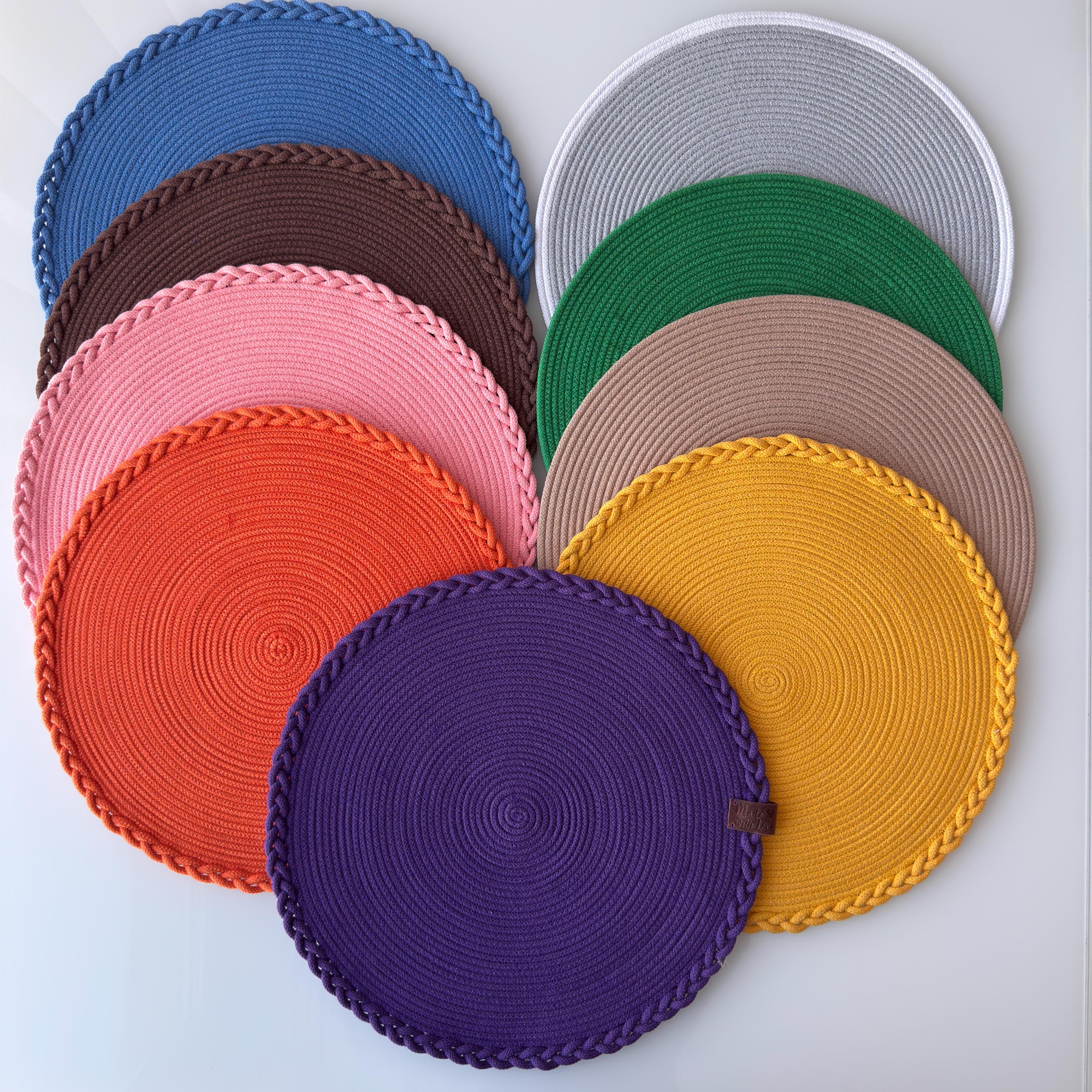 Colorful Cotton Rope Placemats, Round Table Mats, Handmade Dining Decor ...