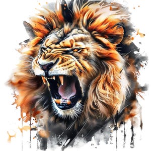 Majestic Roaring Lion Clipart Bundle - Intense and Realistic Lion Art ...