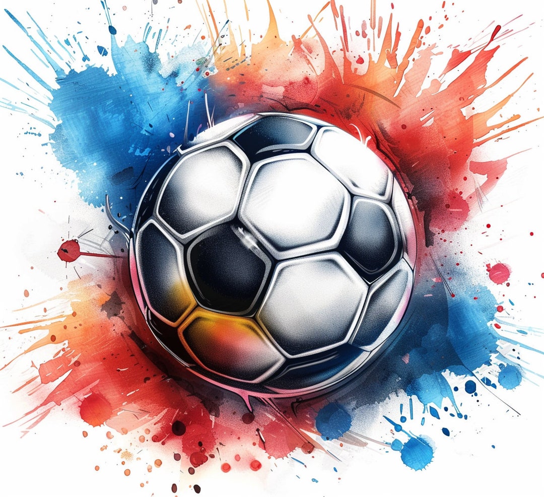 Colorful Soccer Ball Clipart Sports Art Print Sports Watercolor Splash ...
