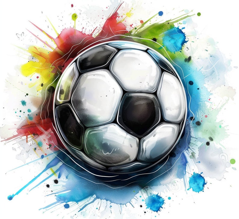 9 Colorful Soccer Ball Clipart Bundle Sports Art Print Sports ...