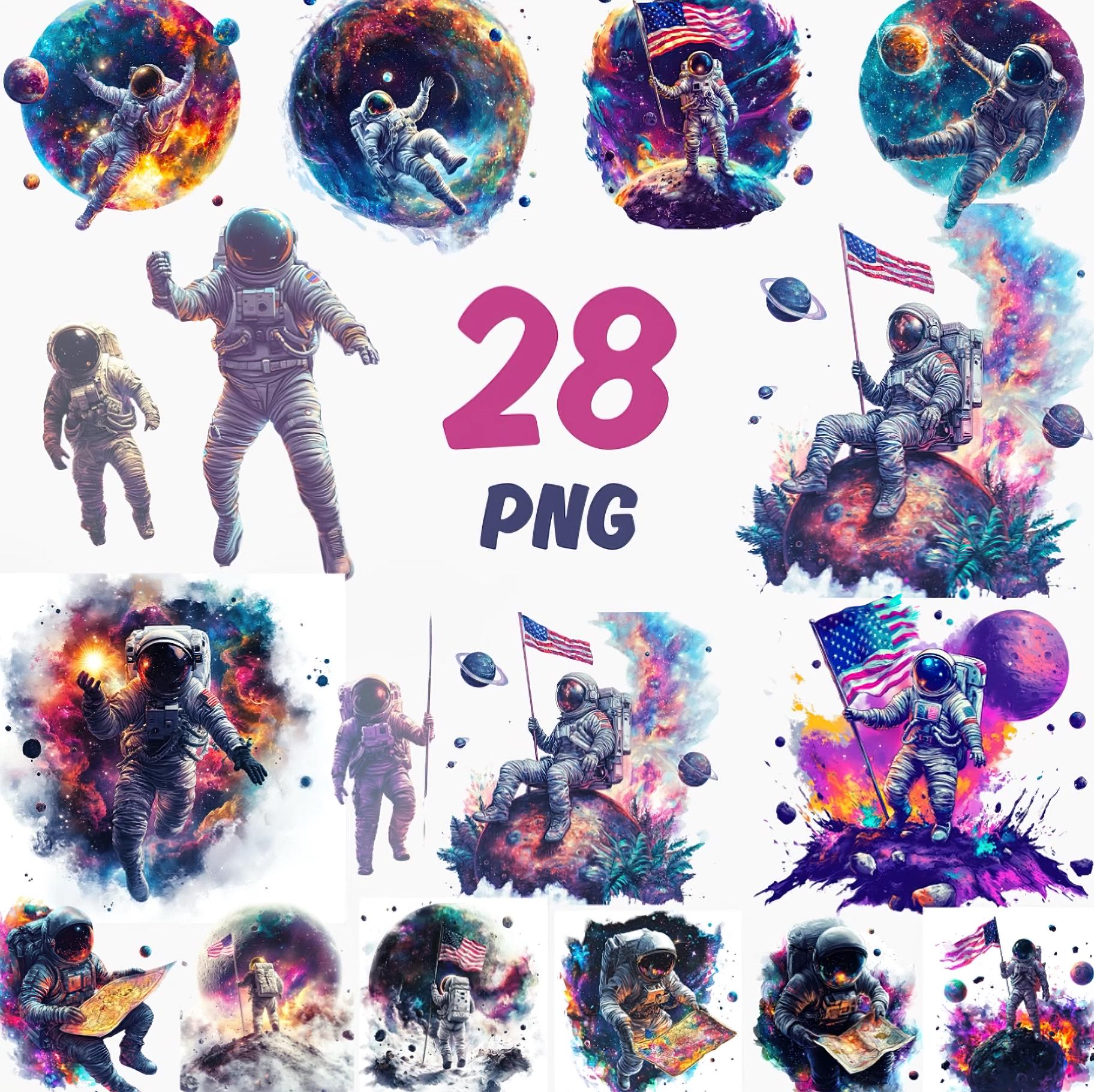28 Astronaut Galaxy PNG Bundle - Cosmic Space Clipart, Sublimation ...