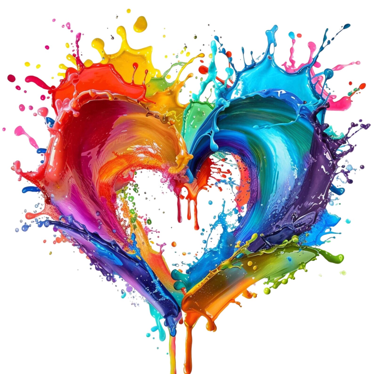 Vibrant Colorful Heart Clipart Rainbow Splash Heart Art Abstract Paint ...