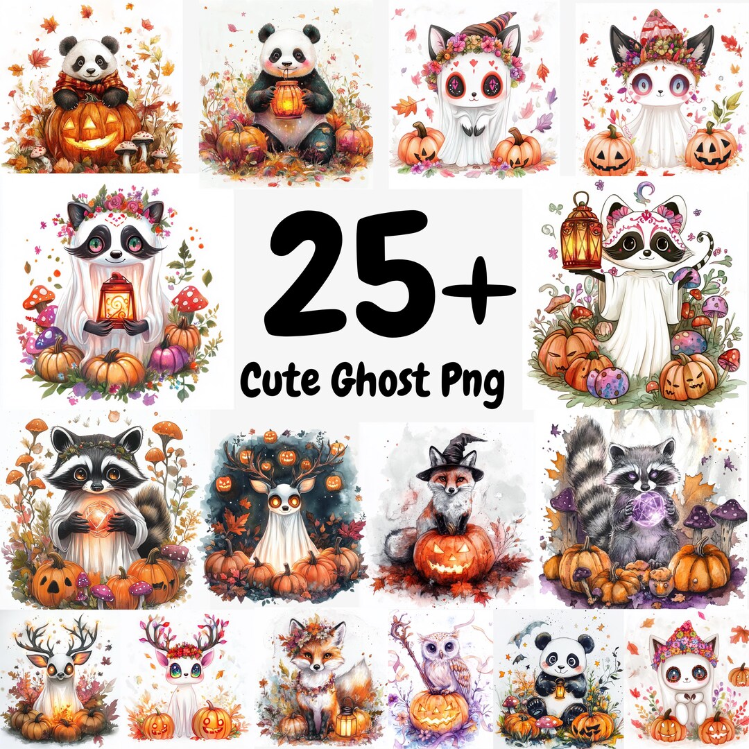 20+ Cute Ghost Animal PNG Bundle, Halloween Ghost Clipart, Forest ...
