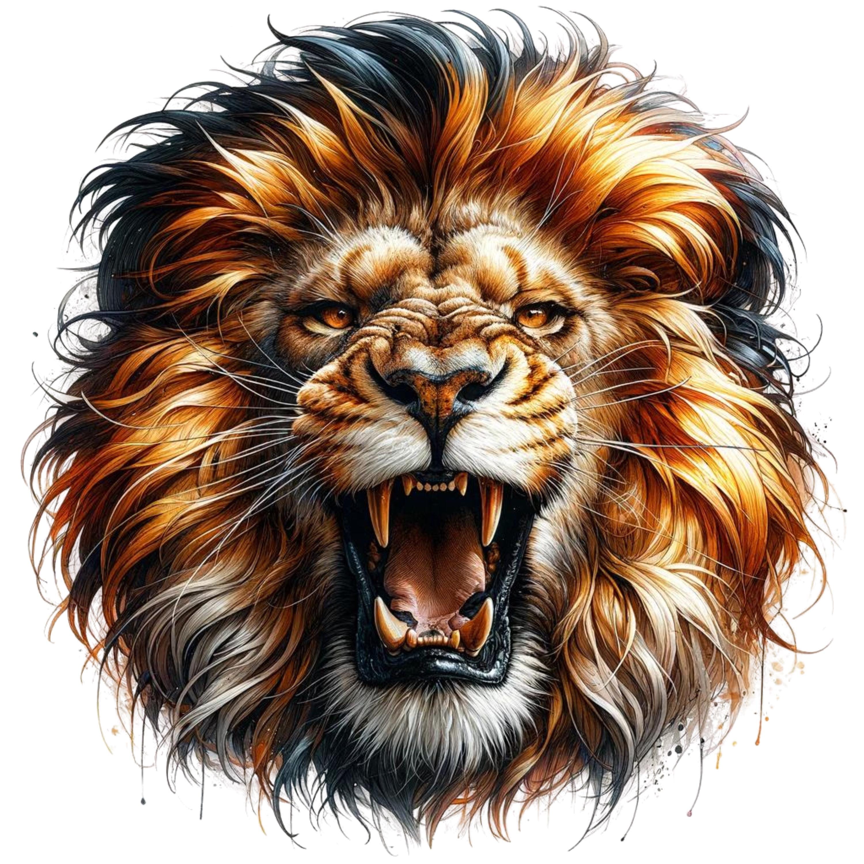 Majestic Roaring Lion Clipart Bundle - Intense and Realistic Lion Art ...