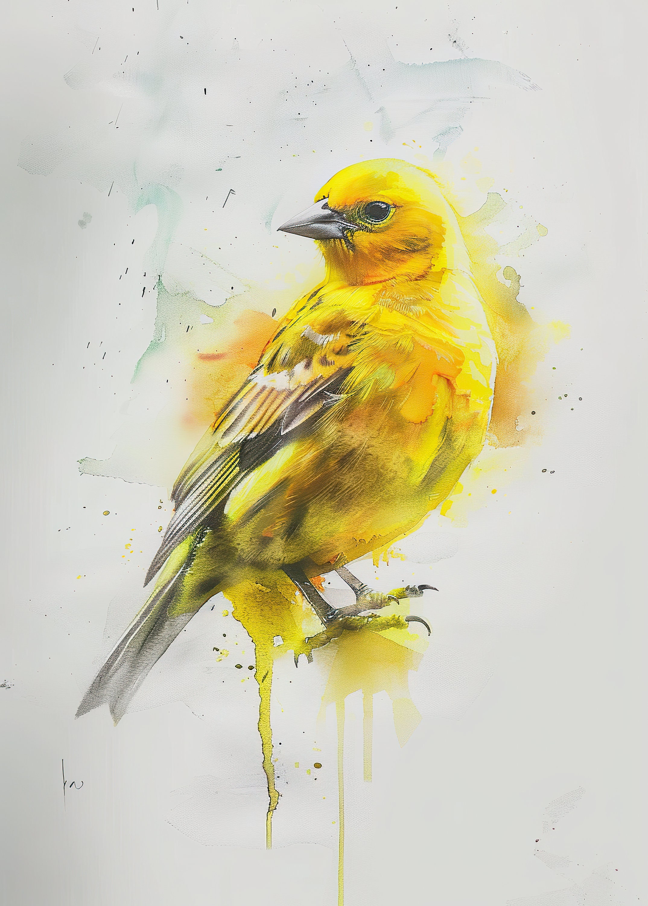 Watercolor Yellow Canary Wall Art - Vibrant Bird Illustration for Home ...