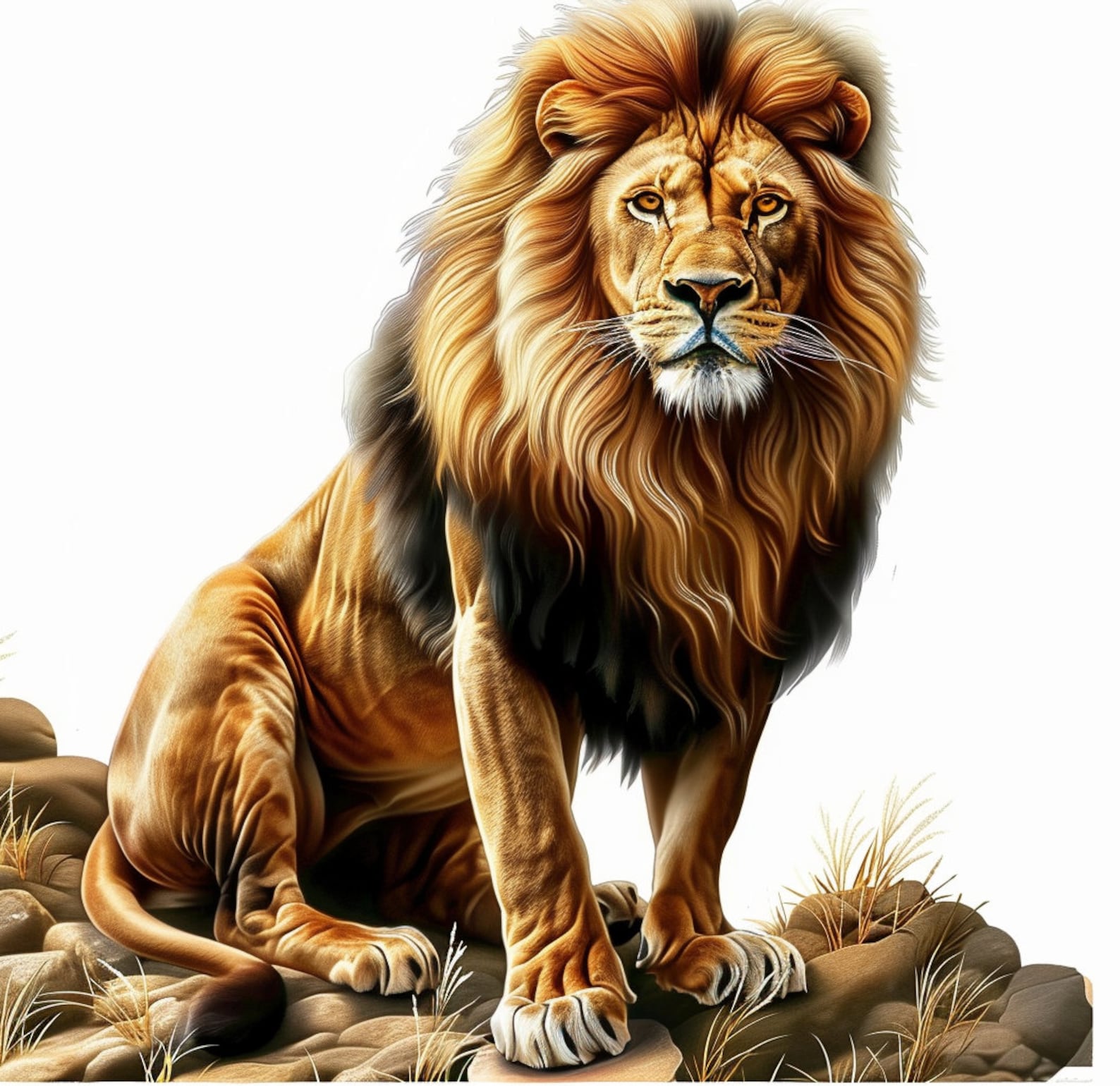 14 Majestic Lion Clipart Realistic Full-body Lion Illustration Regal ...