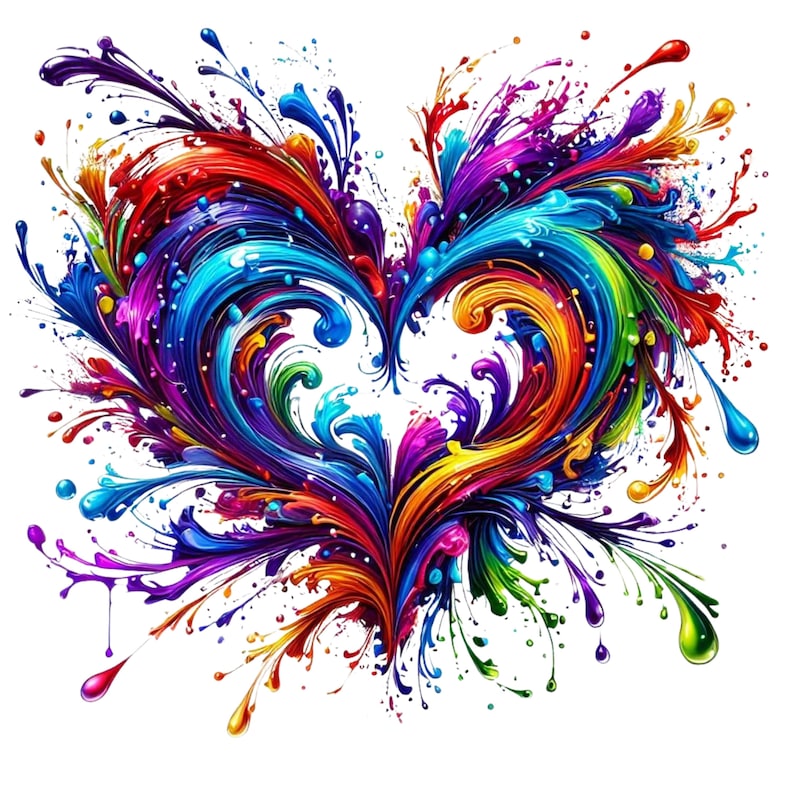 Vibrant Colorful Heart Clipart | Rainbow Splash Heart Art | Abstract ...