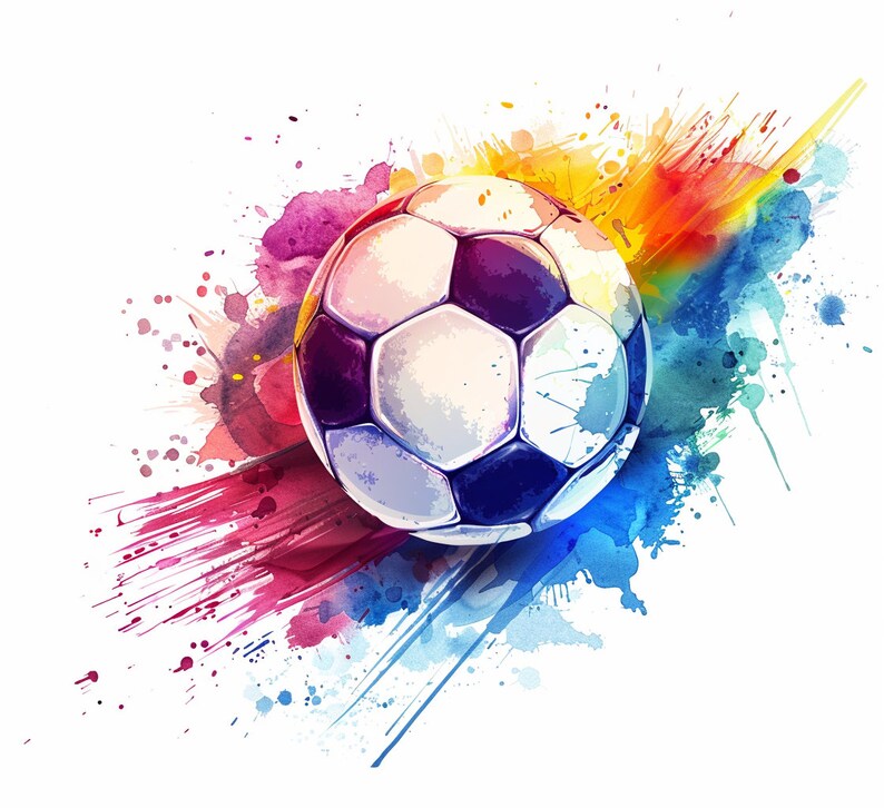 9 Colorful Soccer Ball Clipart Bundle Sports Art Print Sports ...