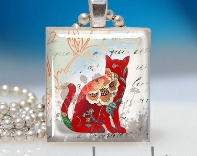 ART Cat red Scrabble Tile Pendant Fun Affordable Gift - Etsy
