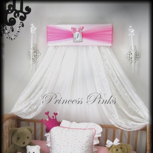 Princess Crown Tiara PINKS Crib Bed Canopy Silver Frame Girls Nursery ...