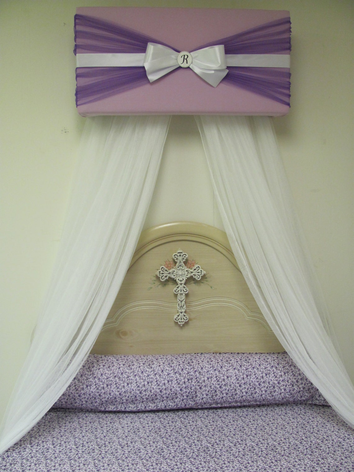 Bed Canopy Nursery Crib Bedroom Cornice Box Initial Baby Girl | Etsy