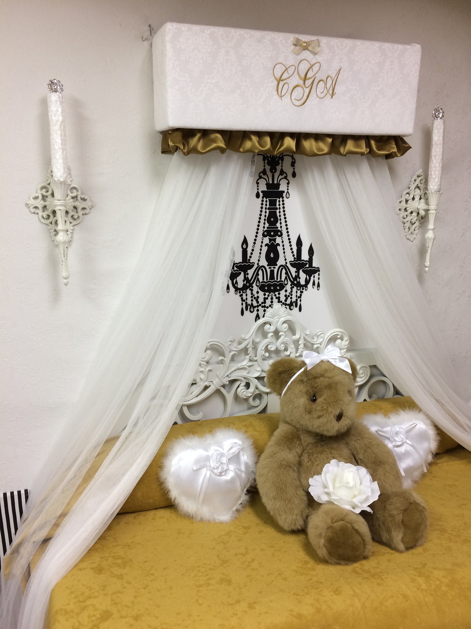 Princess Bedroom Personalized Crib Nursery Cornice Bed Canopy Tiara ...