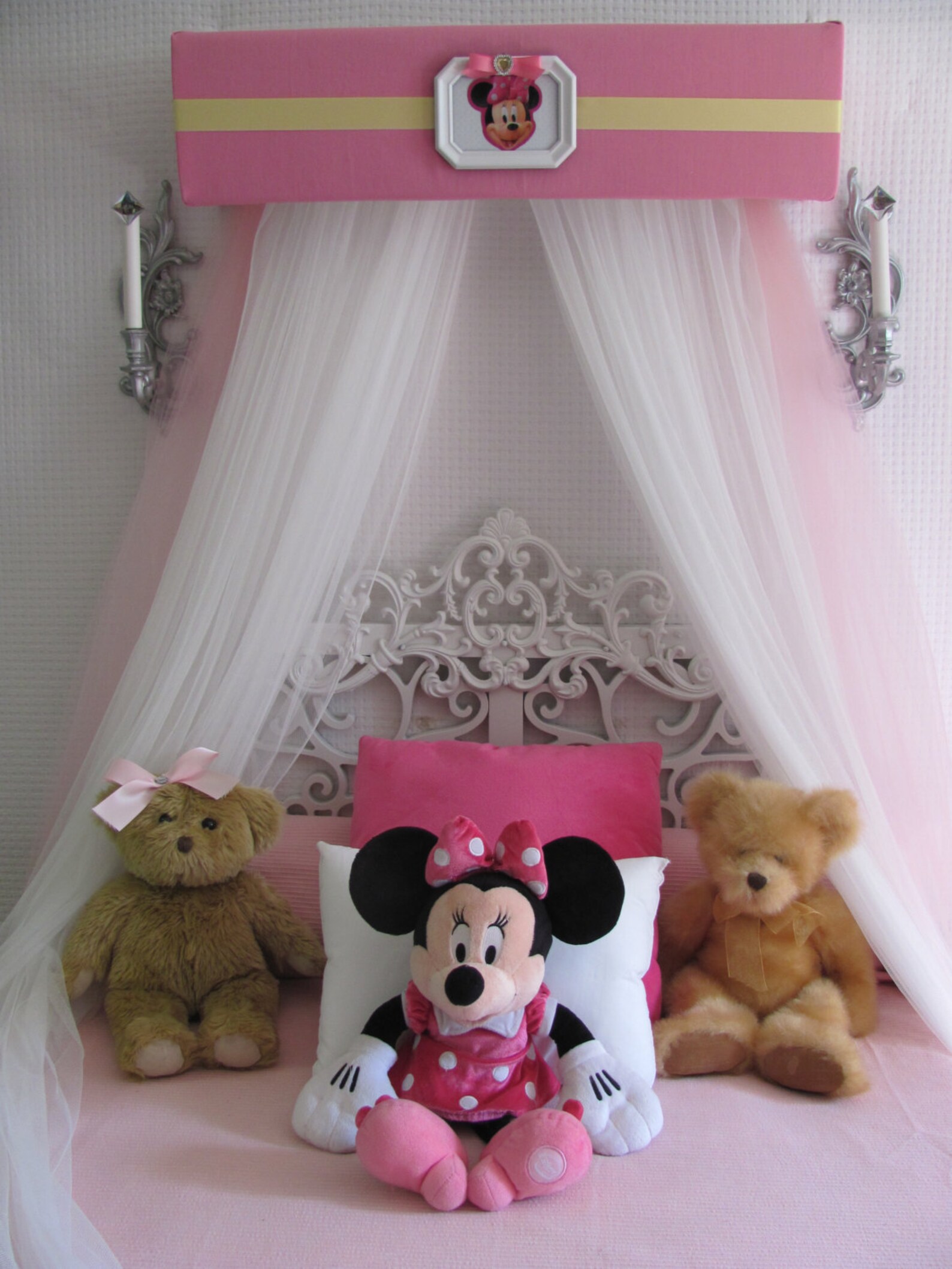 Minnie Mouse Custom Bed Canopy: Pink Nursery Decor, Crib, Twin, Full ...