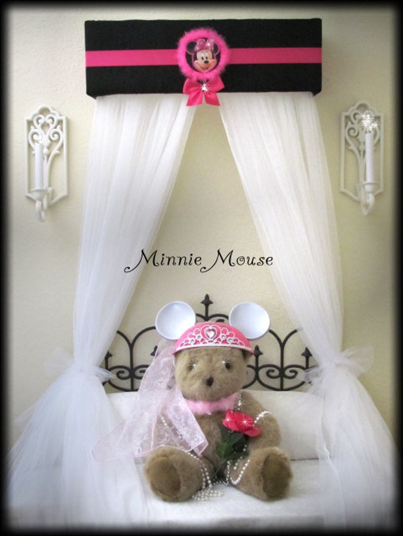 MINNIE MOUSE Disney Inspired Bed Crown Canopy Princess Girls Bedroom ...