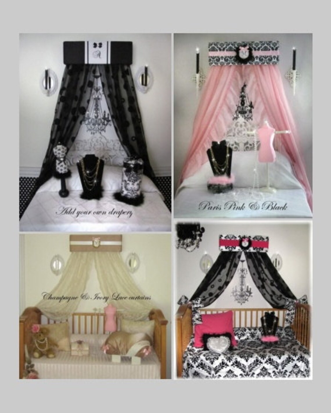 Teester Bed CROWN Canopy Monogrammed Embroidered Brown Pink Polka Dots ...