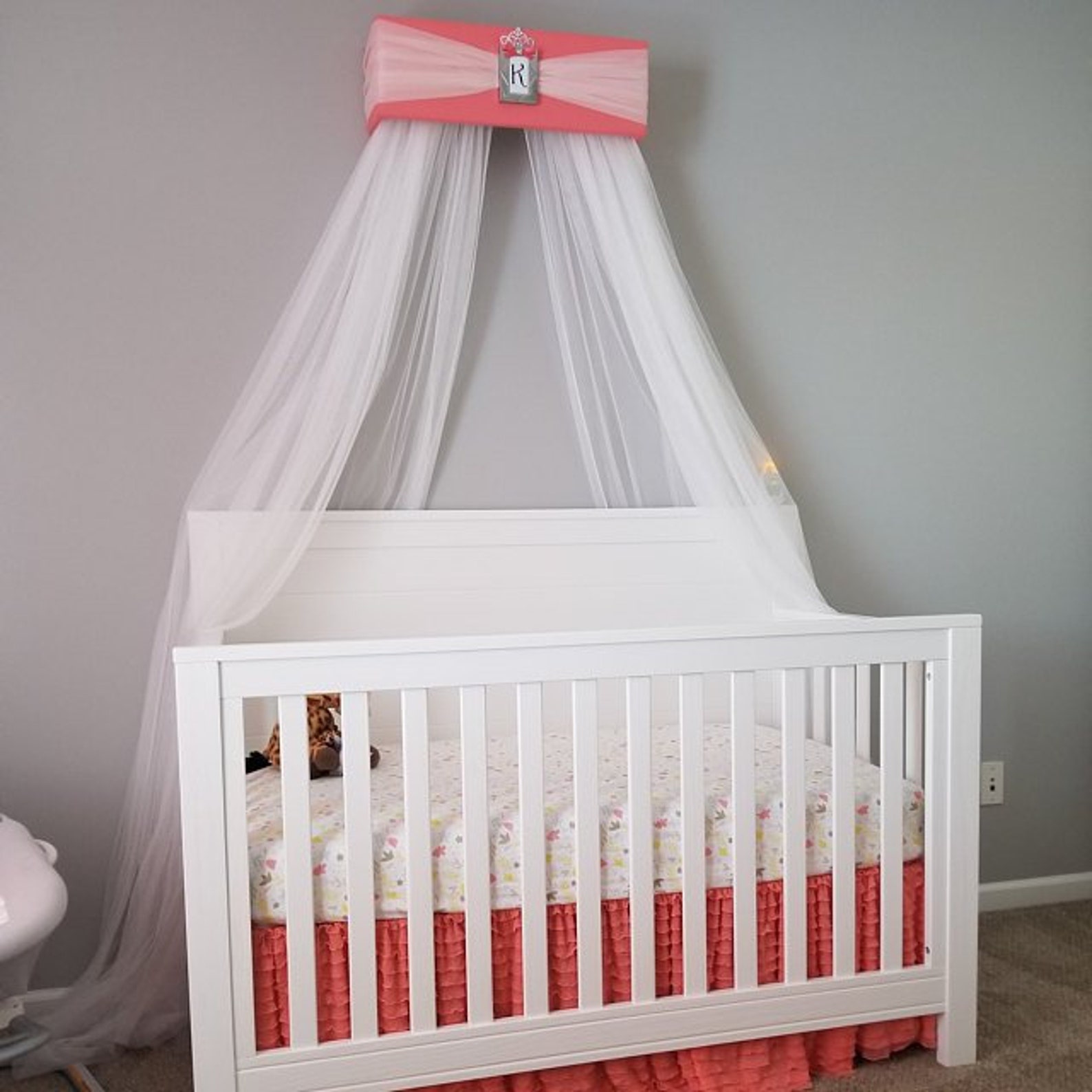 Crib Bed Canopy Girls Nursery Princess Crown Tiara Upholstered - Etsy