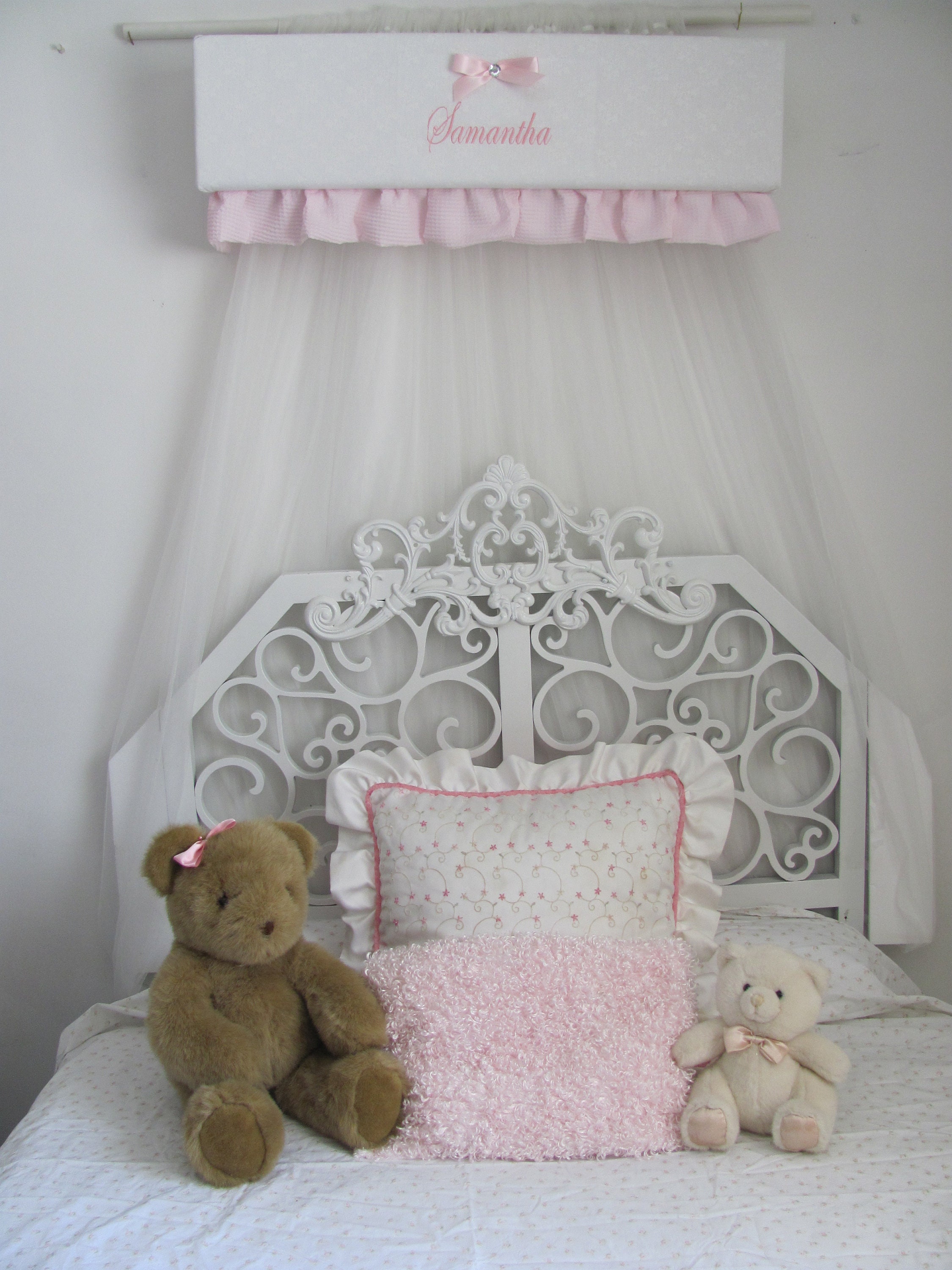 Princess Bedroom Personalized Crib Nursery Cornice Bed Canopy Tiara ...