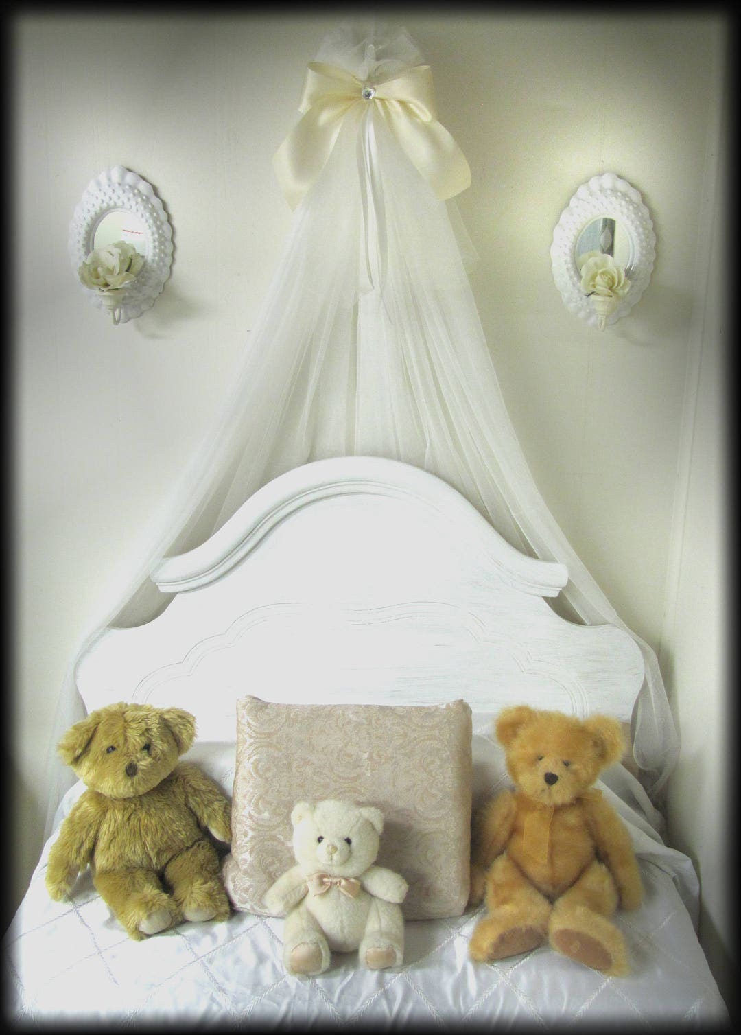 Bedroom Decor Crib Nursery Crown Canopy Bed Sheers Mosquito Netting ...