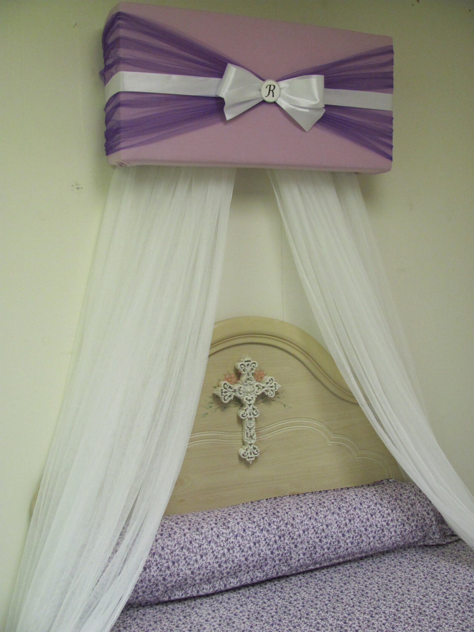 Bed Canopy Nursery Crib Bedroom Cornice Box Initial Baby Girl | Etsy