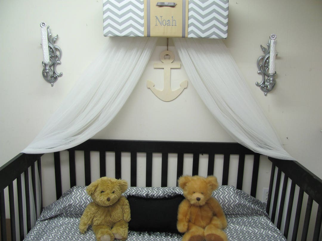 Monogrammed Crib Canopy: Gray Prince Nursery Decor - Etsy