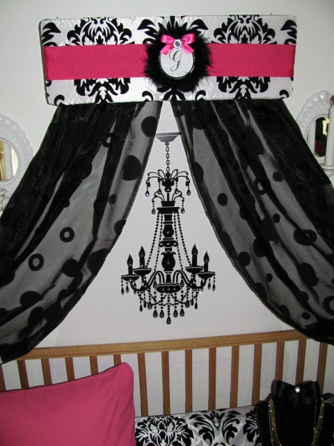 Crib Canopy Crown Bed Damask Paris Bedroom Decor Cornice Girls Room ...