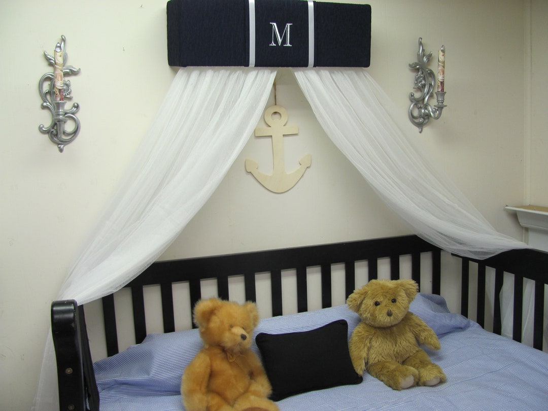 Crib Crown Canopy Prince Navy Blue Padded FREE Embroiderd Monogram ...