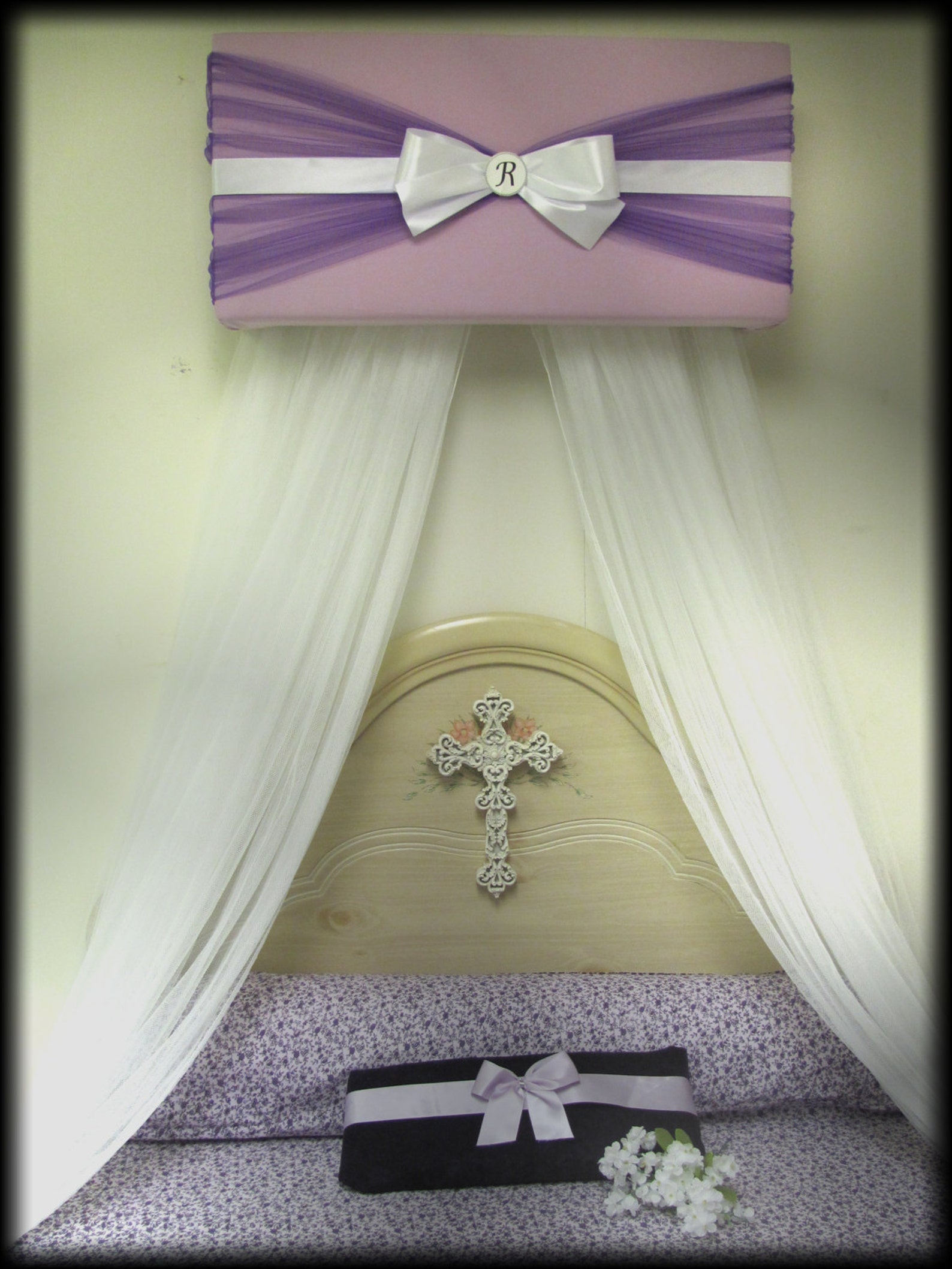 Bed Canopy Nursery Crib Bedroom Cornice Box Initial Baby Girl - Etsy