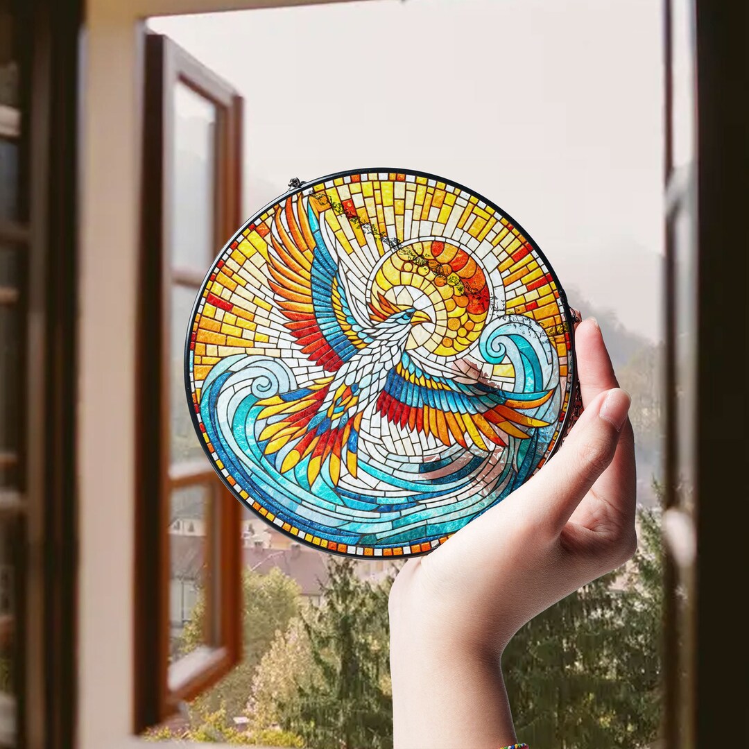 Thunderbird Stained GLASS Suncatcher, Powerful Bird Thunderbird ...