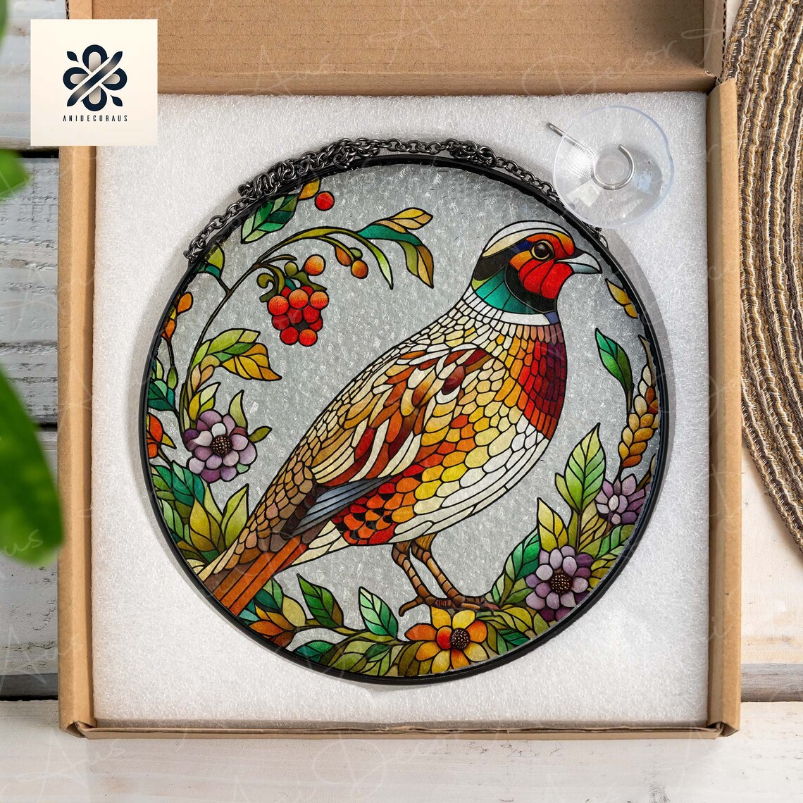 Partridge GLASS Suncatcher, Stained Glass Artwork, Home Decor Sign ...