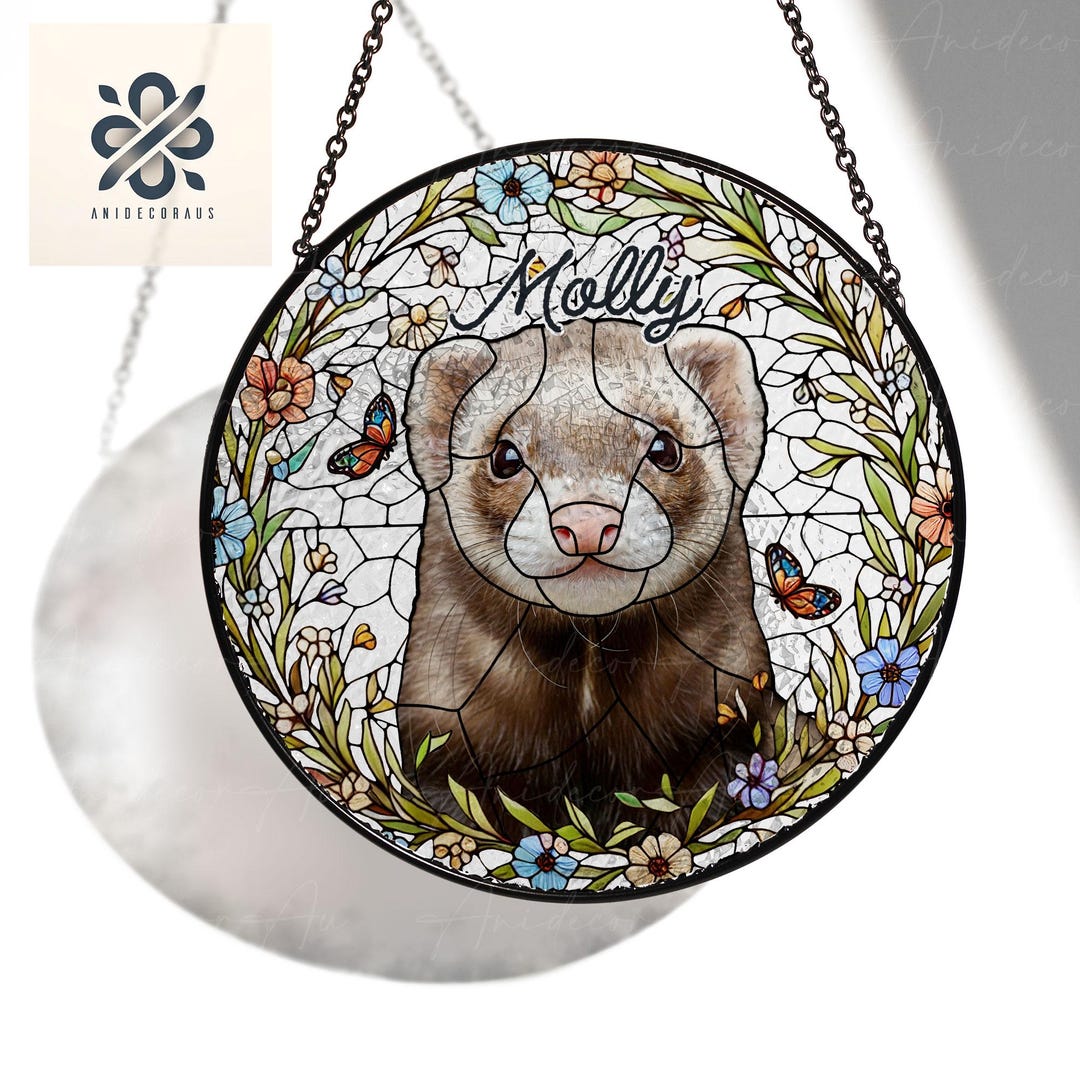 Personalized Glass Suncatcher Custom Ferret Design for Home Decor ...