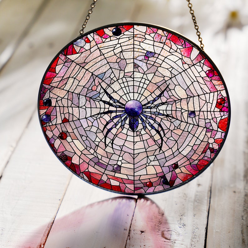 Halloween Gothic Spider Web Halloween Decoration, Spider Stained GLASS ...