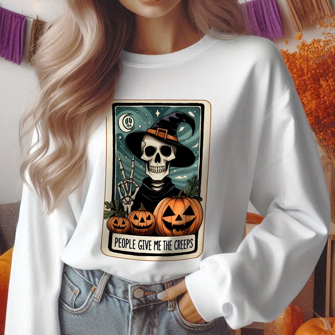 People Give Me the Creeps Skeleton Tarot Card Png, Horror Png, Horror ...